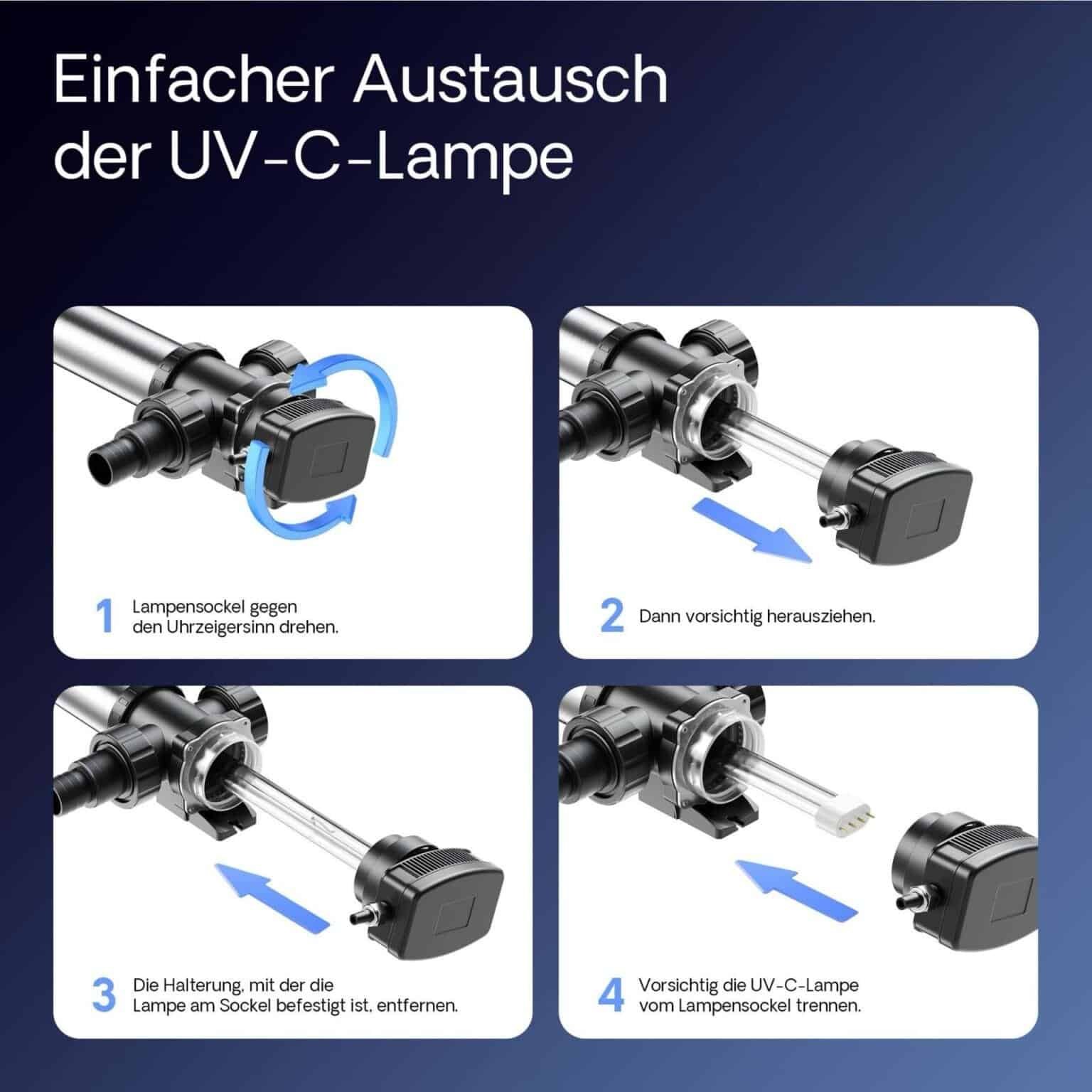 SunSun CUV-736 Stainless Steel UVC Clarifier Steriliser Filter UV Light ...